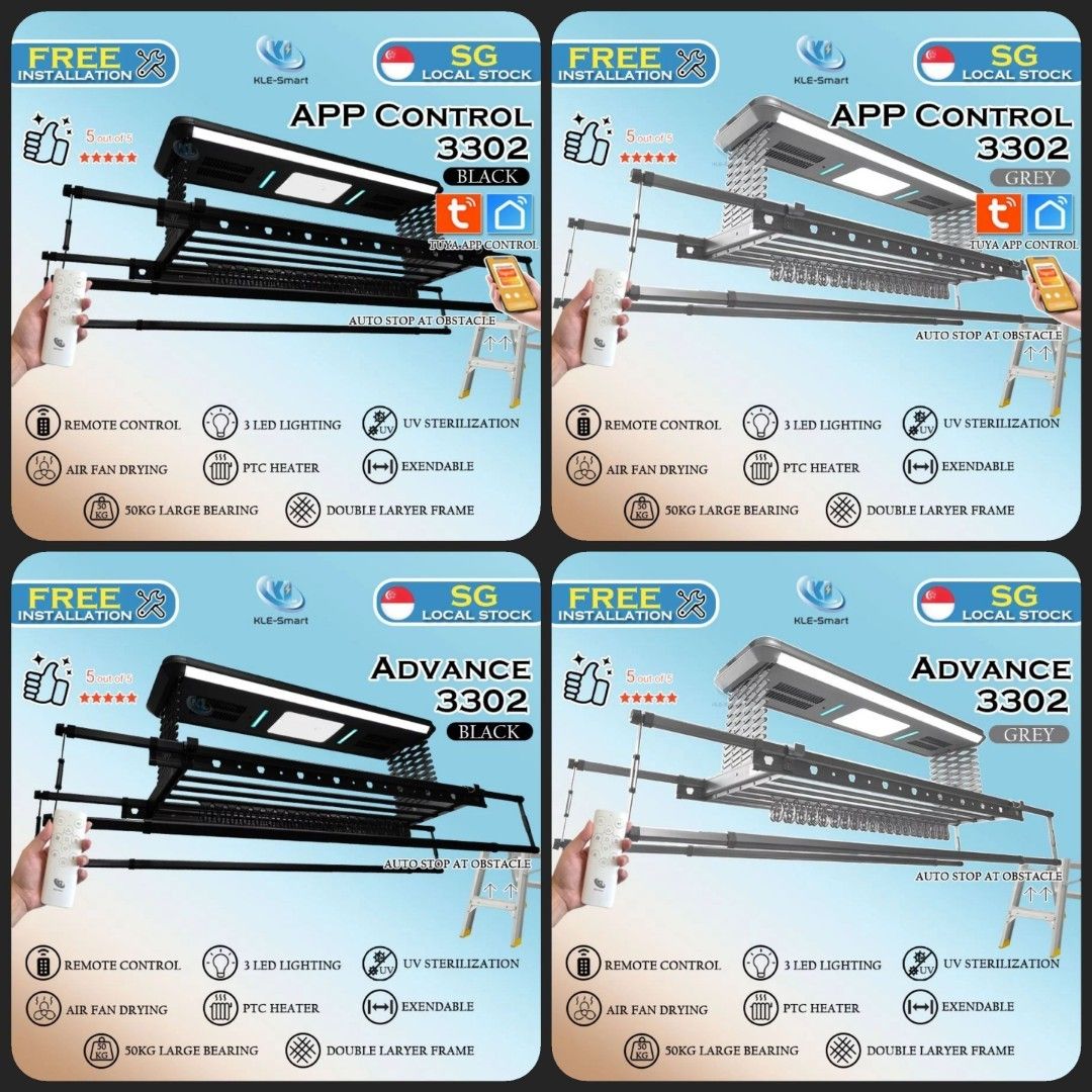 { FREE INSTALLATION } Smart Electric Ceiling Clothes Drying Rack | App ...