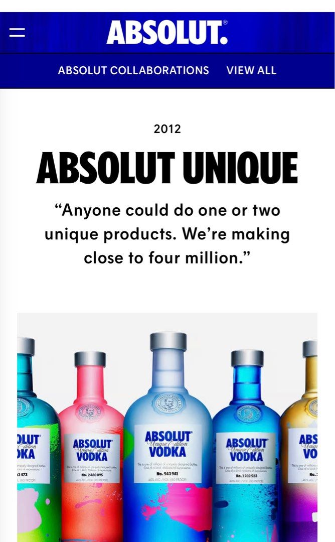 Absolut Unique Vodka - Limited Edition, Food & Drinks, Alcoholic ...