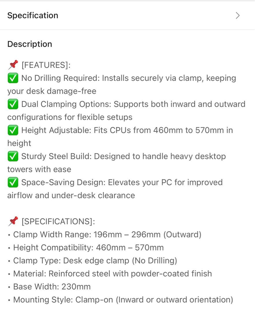 Adjustable CPU Holder - Clamp-on, No Drilling, Computers & Tech, Parts ...