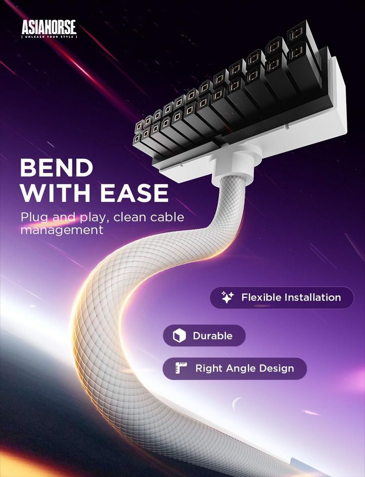 AsiaHorse Hydrus ARGB 30cm & 50cm PSU Extension Cable ( 8PIN CPU & GPU ...