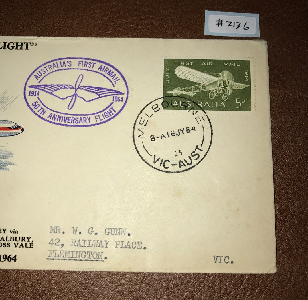 1964 flight cover, 50th Anniversary of Australia's First Airmail ...