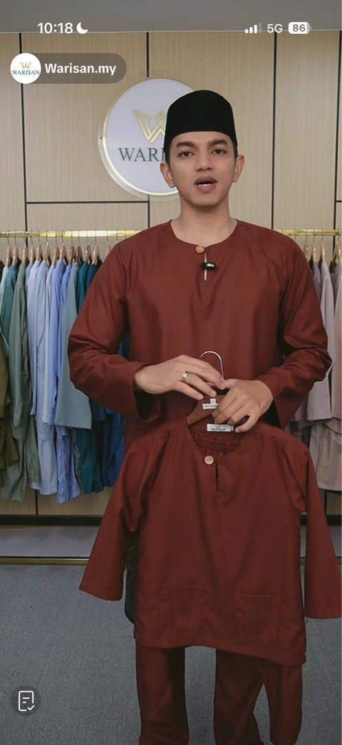 Baju Melayu Teluk Belanga in Rich Brown 2 (Warisan My), Men's Fashion ...