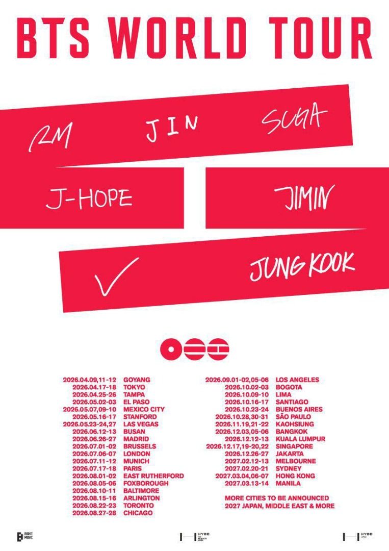 BTS WORLD TOUR 2026 CONCERT TICKET, Tickets & Vouchers, Event Tickets ...