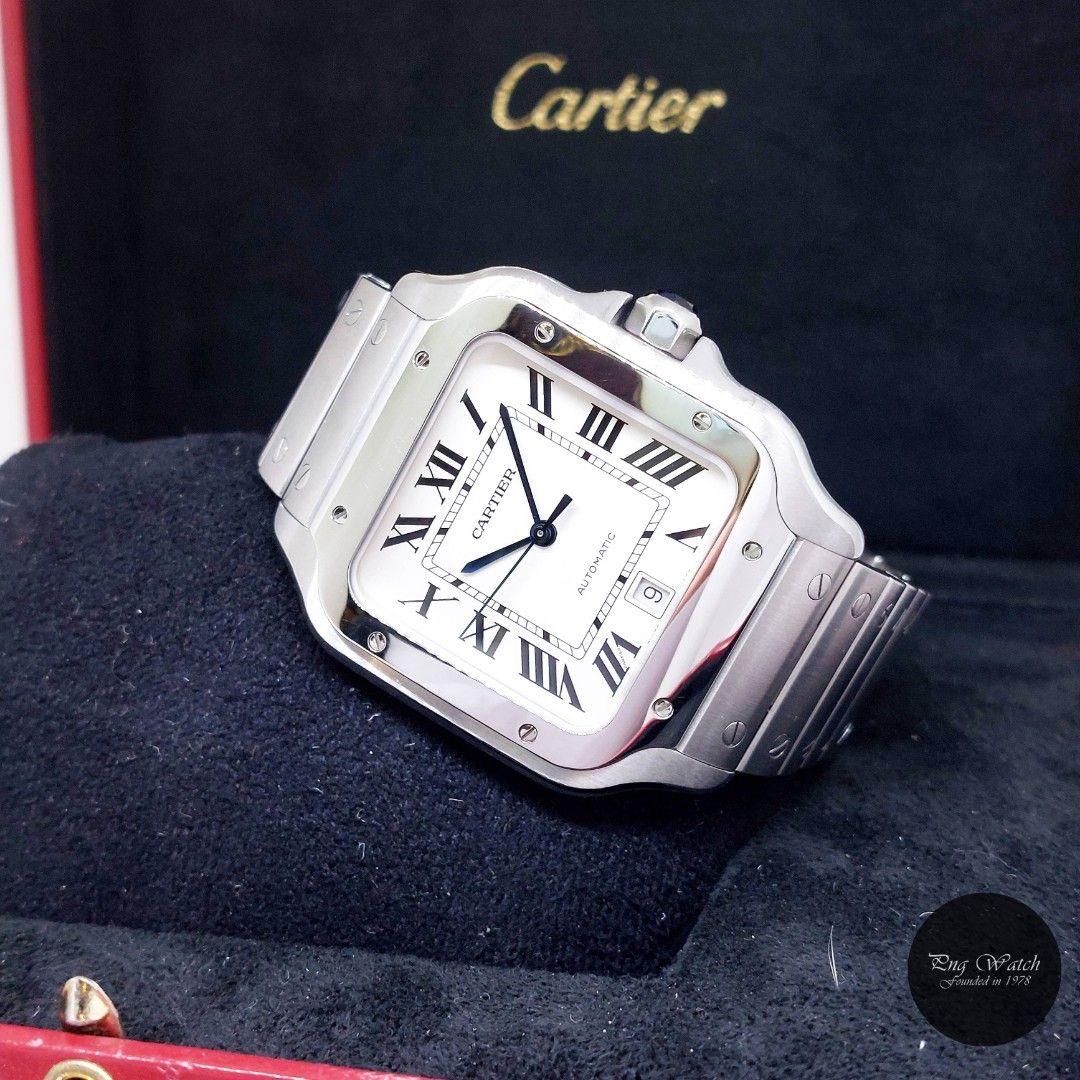 Cartier 39.8mm Silver Roman Dial Santos De Cartier Large REF: WSSA0009 ...