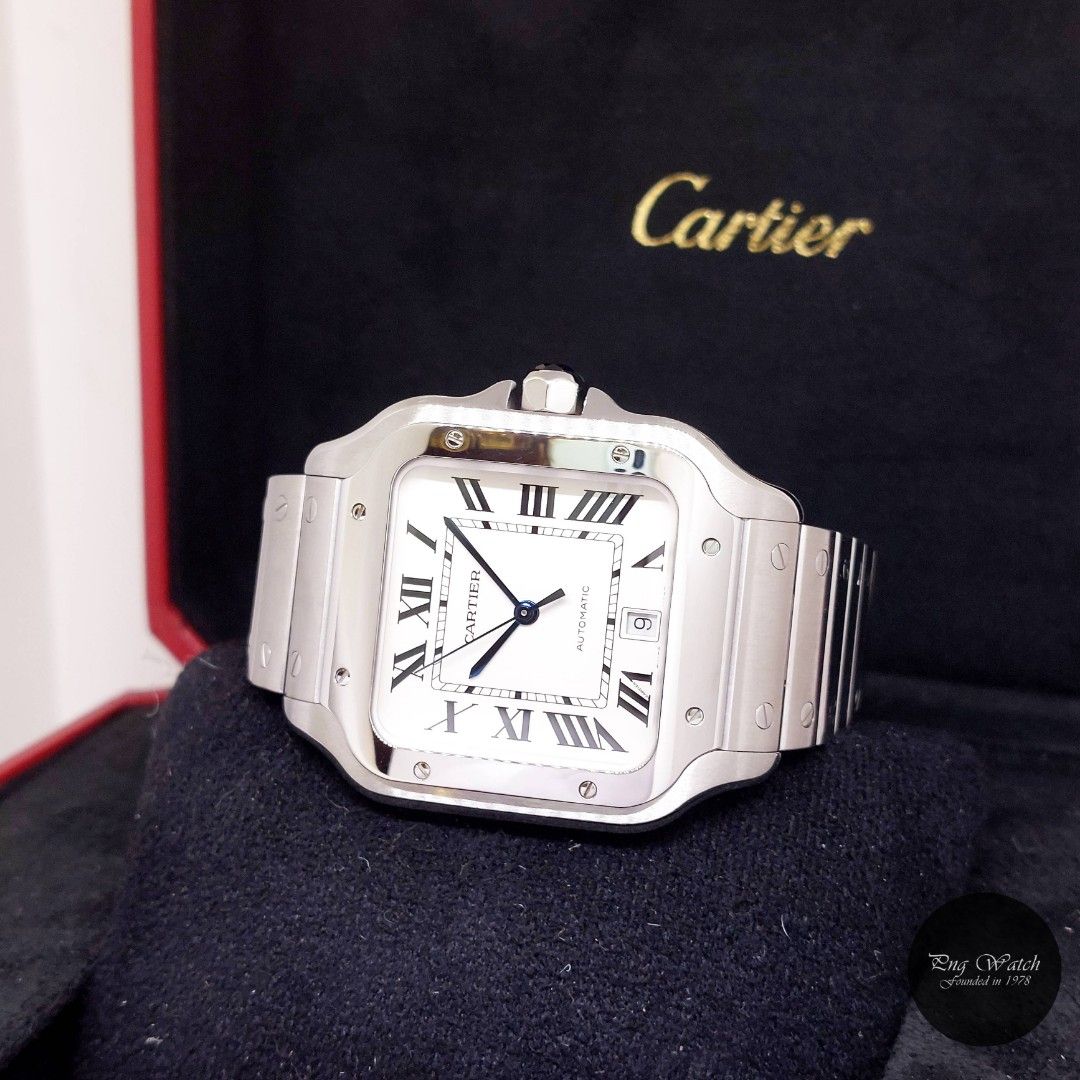 Cartier 39.8mm Silver Roman Dial Santos De Cartier Large REF: WSSA0009 ...