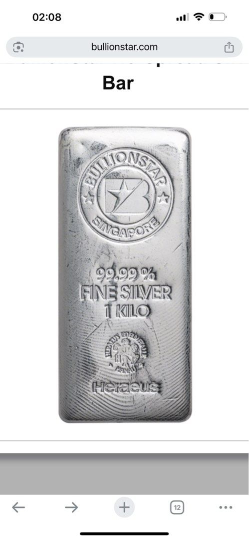 Save $60! 1 Kilo BullionStar Heraeus Silver Bullion Bar, Hobbies & Toys ...