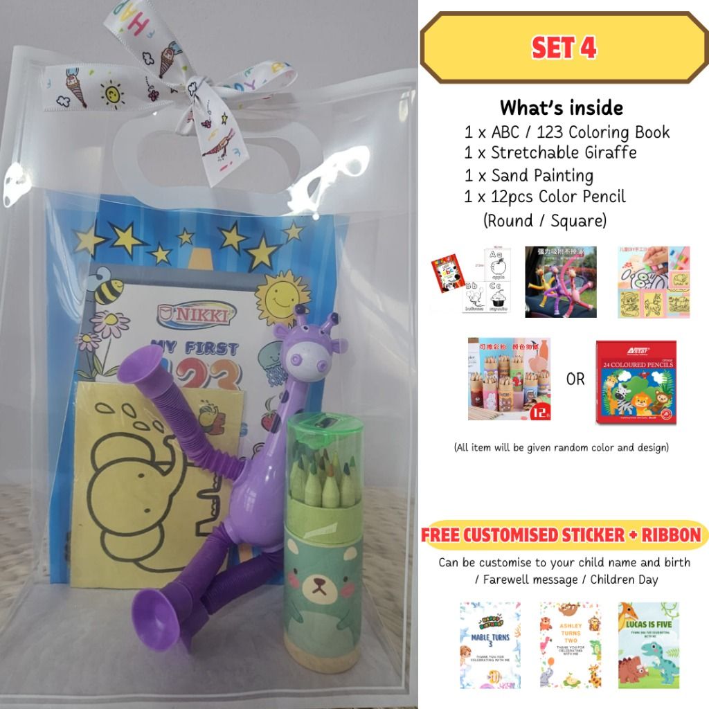 Children Coloring Set Goodies Bag (Book + Color pencil + 2 x Fillers ...