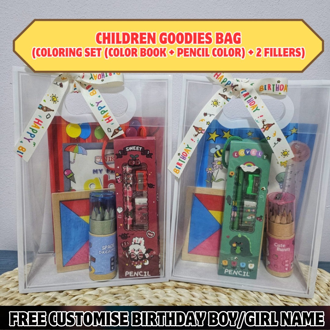 Children Coloring Set Goodies Bag (Book + Color pencil + 2 x Fillers ...