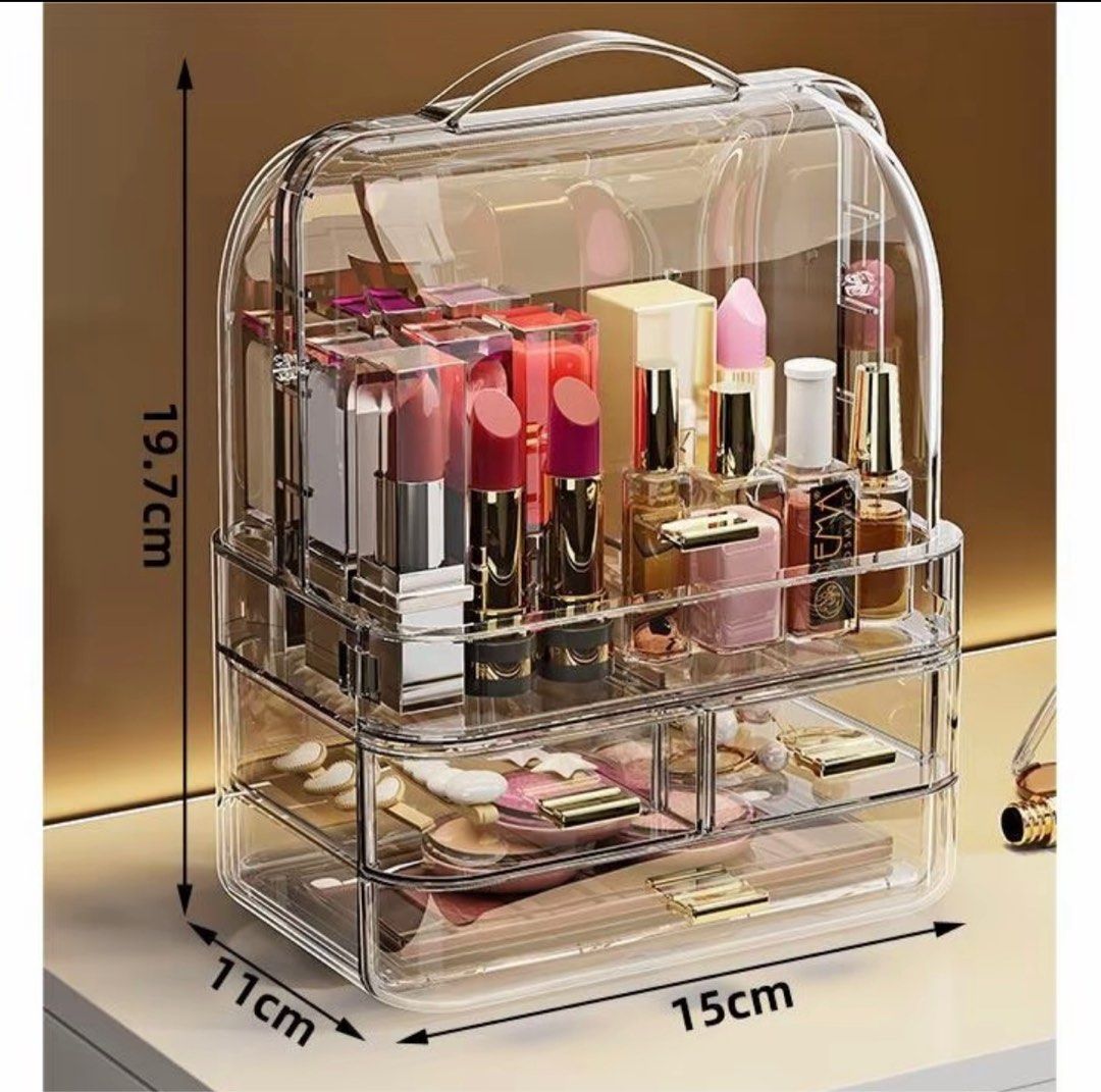 Clear Acrylic Makeup Organizer with Handle, Beauty & Personal Care ...