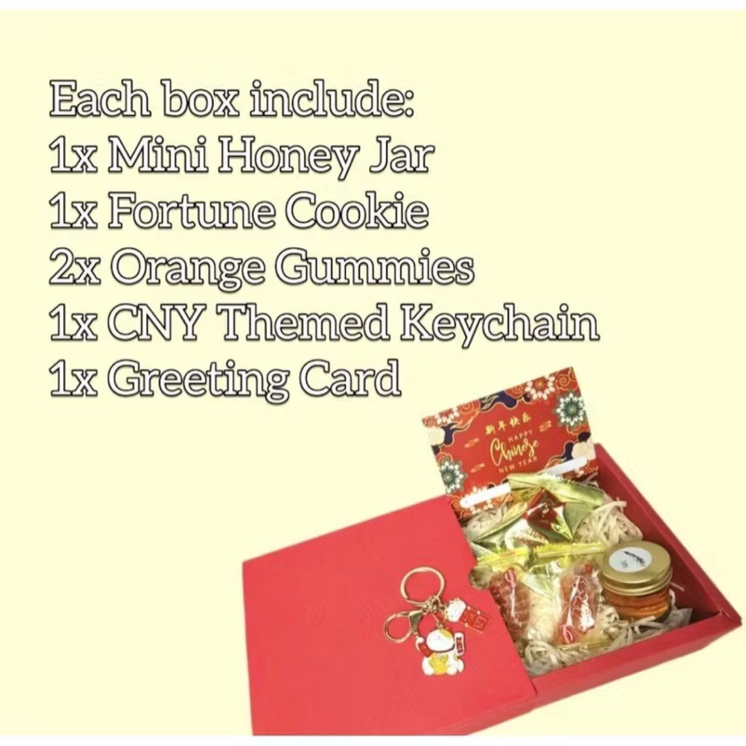 CNY Gift Box - Mini Honey Jar, Fortune Cookie & More!, Food & Drinks ...