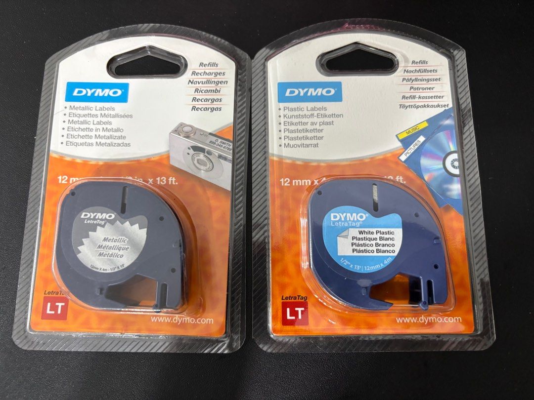DYMO LetraTag Label Tape Refills - Metallic & White Plastic, Hobbies ...