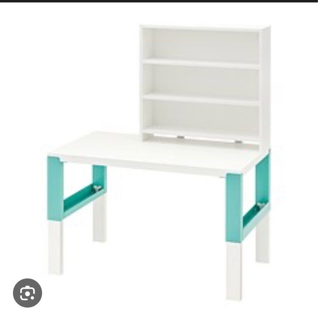 IKEA Desk with Hutch - White and Teal, Furniture & Home Living ...