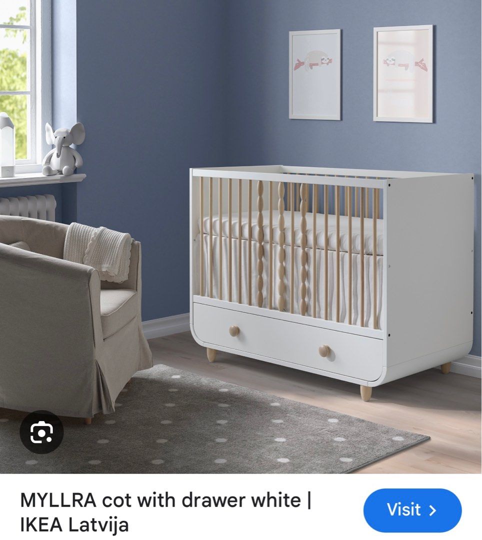 IKEA Myllar baby cot with drawers, Babies & Kids, Baby Nursery & Kids ...