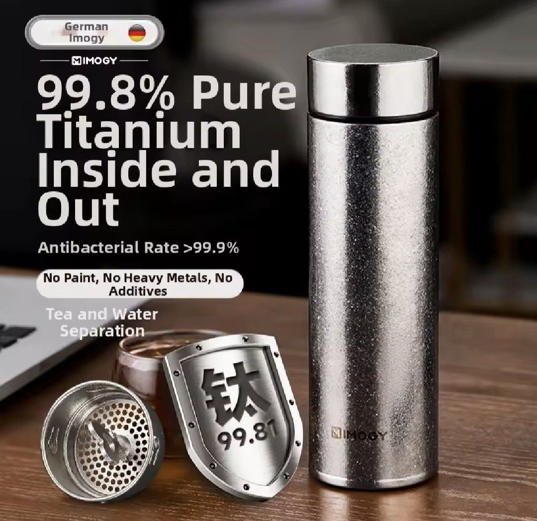 IMOGY Pure Titanium Water Bottle with Tea Filter, Furniture & Home ...