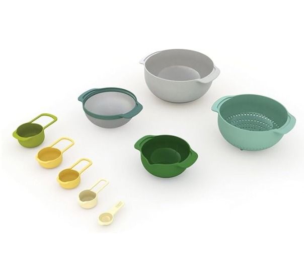 JE-Joseph Joseph 40085 Nest 9 Compact Nesting Mixing Bowl Set Measuring ...