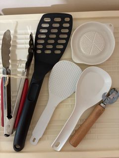 Bamboo Kitchen Cooking Utensils - Slotted Spatula, Ladle, Cutting ...