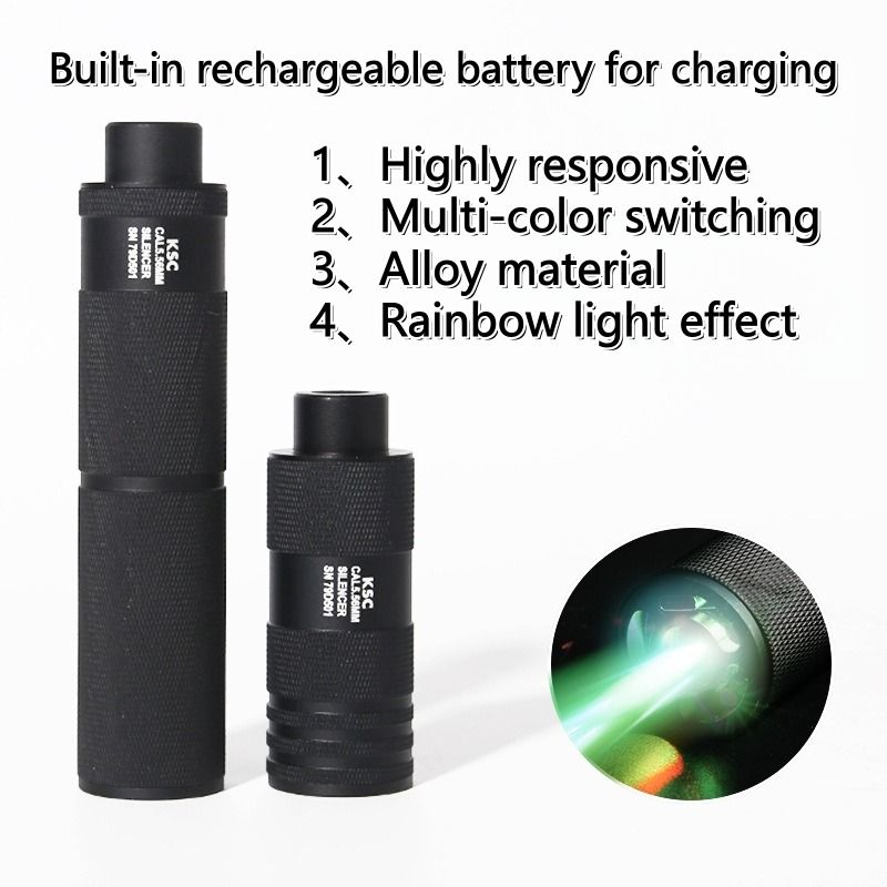 KSC Silencer Flashlight - Rechargeable with Color Effects Metal Flash ...