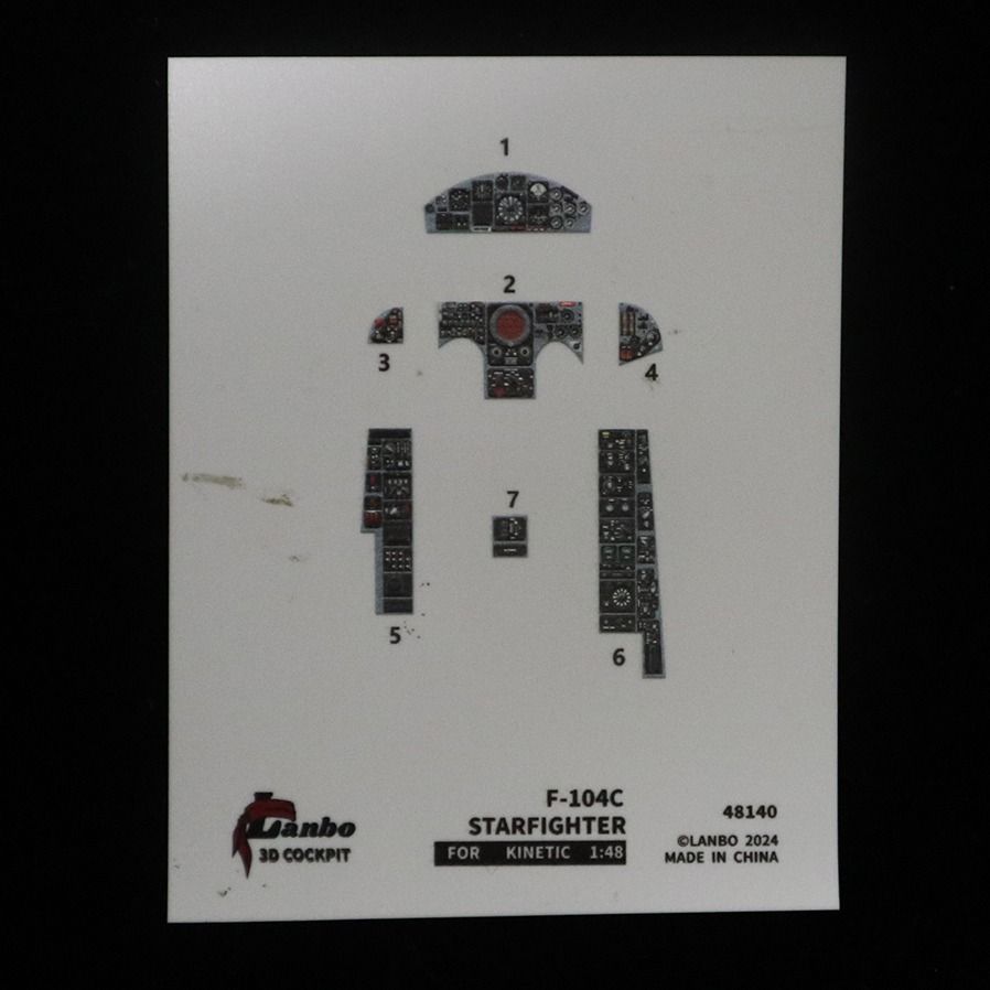 Lanbo 1/48 F-104C Star Fighter 3D printing cockpit panel (for Kinetic ...