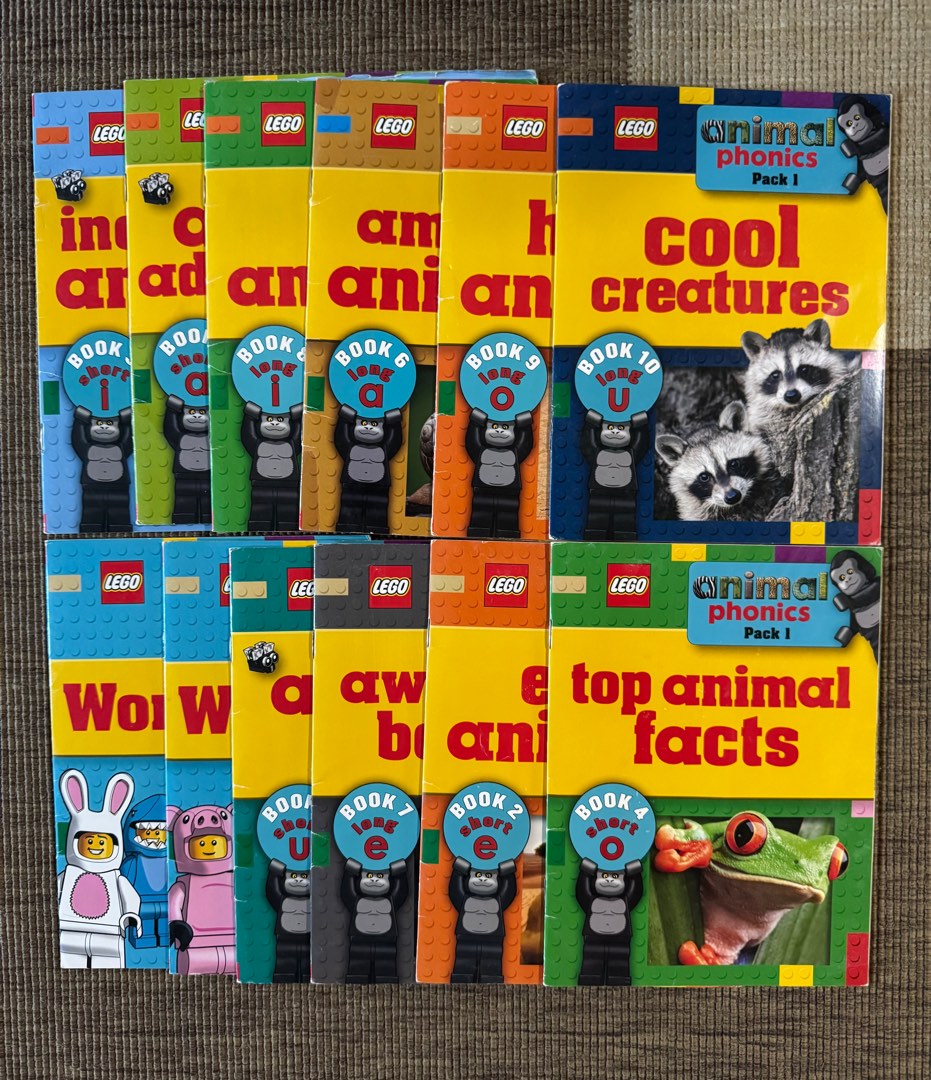 LEGO Animal Phonics Pack 1 - 10 Books + 2 Workbooks, Hobbies & Toys ...