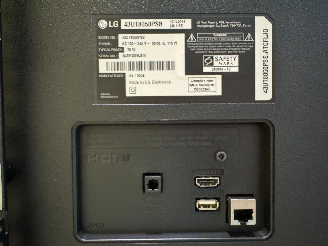 LG 43UT8050PSB 43-inch Smart TV , TV & Home Appliances, TV ...