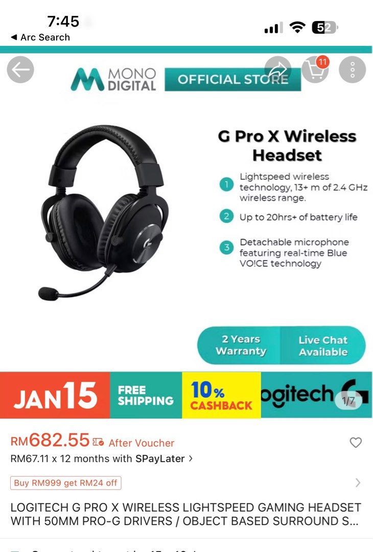 Logitech Pro X Wireless Gaming Headset, Audio, Headphones & Headsets on ...