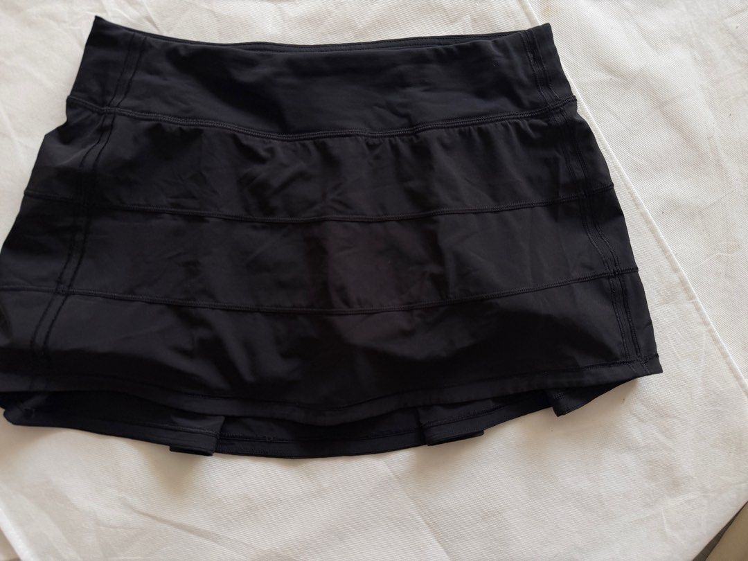 Lululemon Pace Rival Mid Rice Black Tennis Skirt, Women's Fashion ...