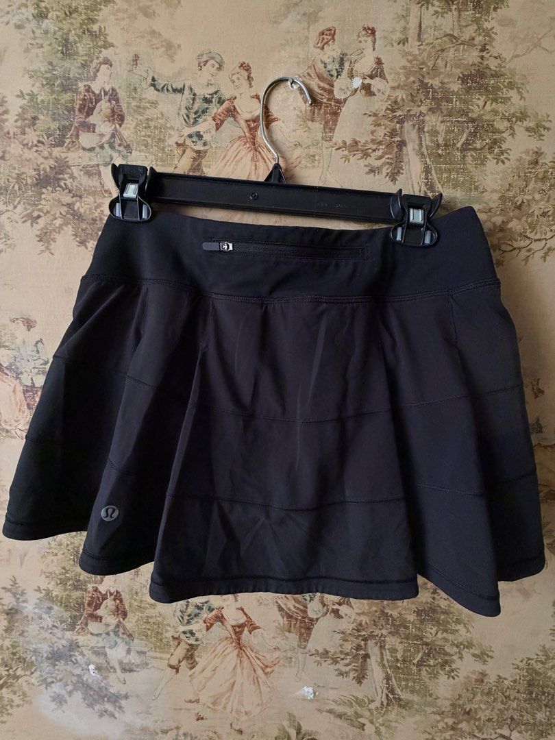 Lululemon Pace Rival Mid Rice Black Tennis Skirt, Women's Fashion ...