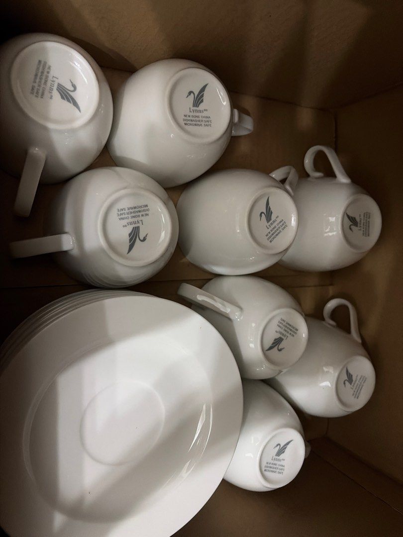 Lynn’s Porcelain New Bine China White Tea Cups and Saucers Set ...