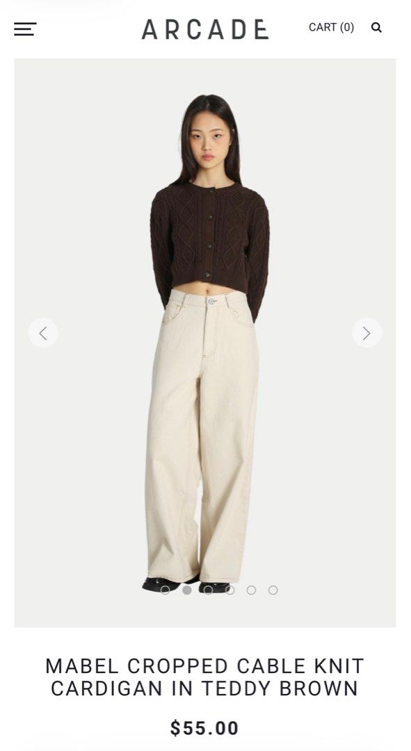 MABEL CROPPED CABLE KNIT CARDIGAN IN TEDDY BROWN, Women's Fashion, Tops ...