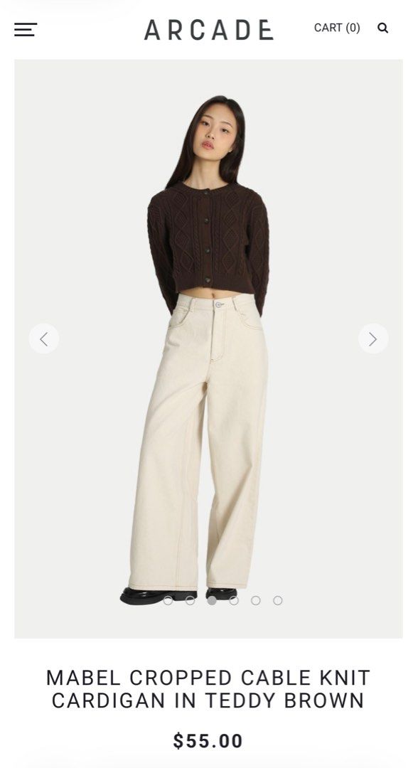 MABEL CROPPED CABLE KNIT CARDIGAN IN TEDDY BROWN, Women's Fashion, Tops ...