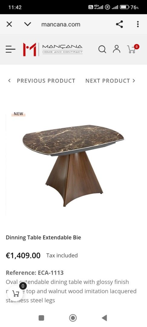 Mancana Extendable Dining Table - Marble Top, Furniture & Home Living ...