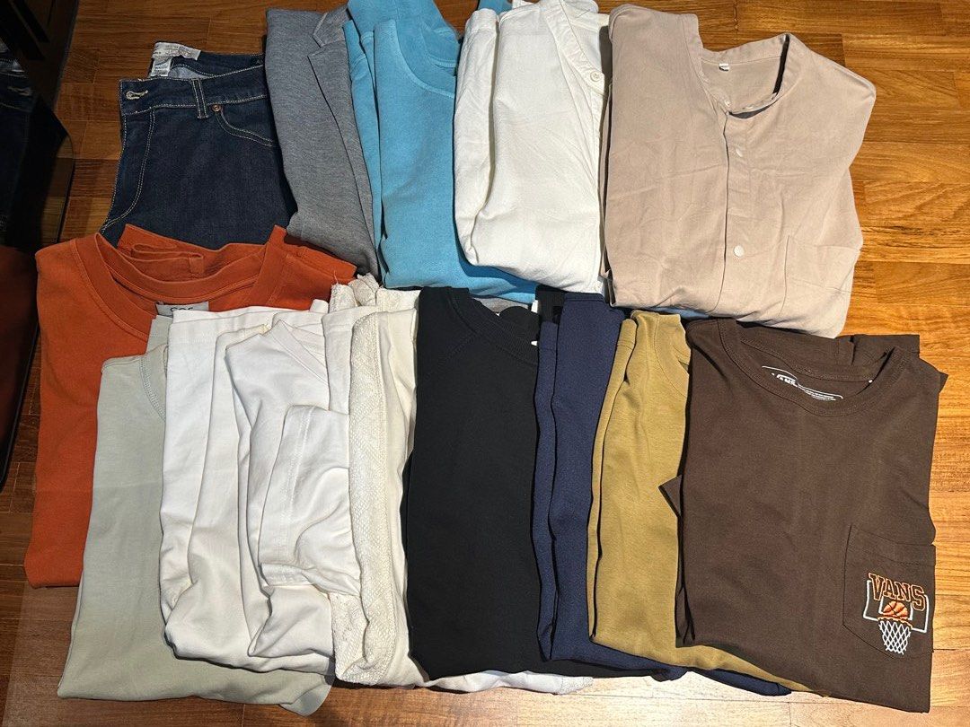 Men's Clothing Bundle - 14pc of top & jeans, Men's Fashion, Tops & Sets ...