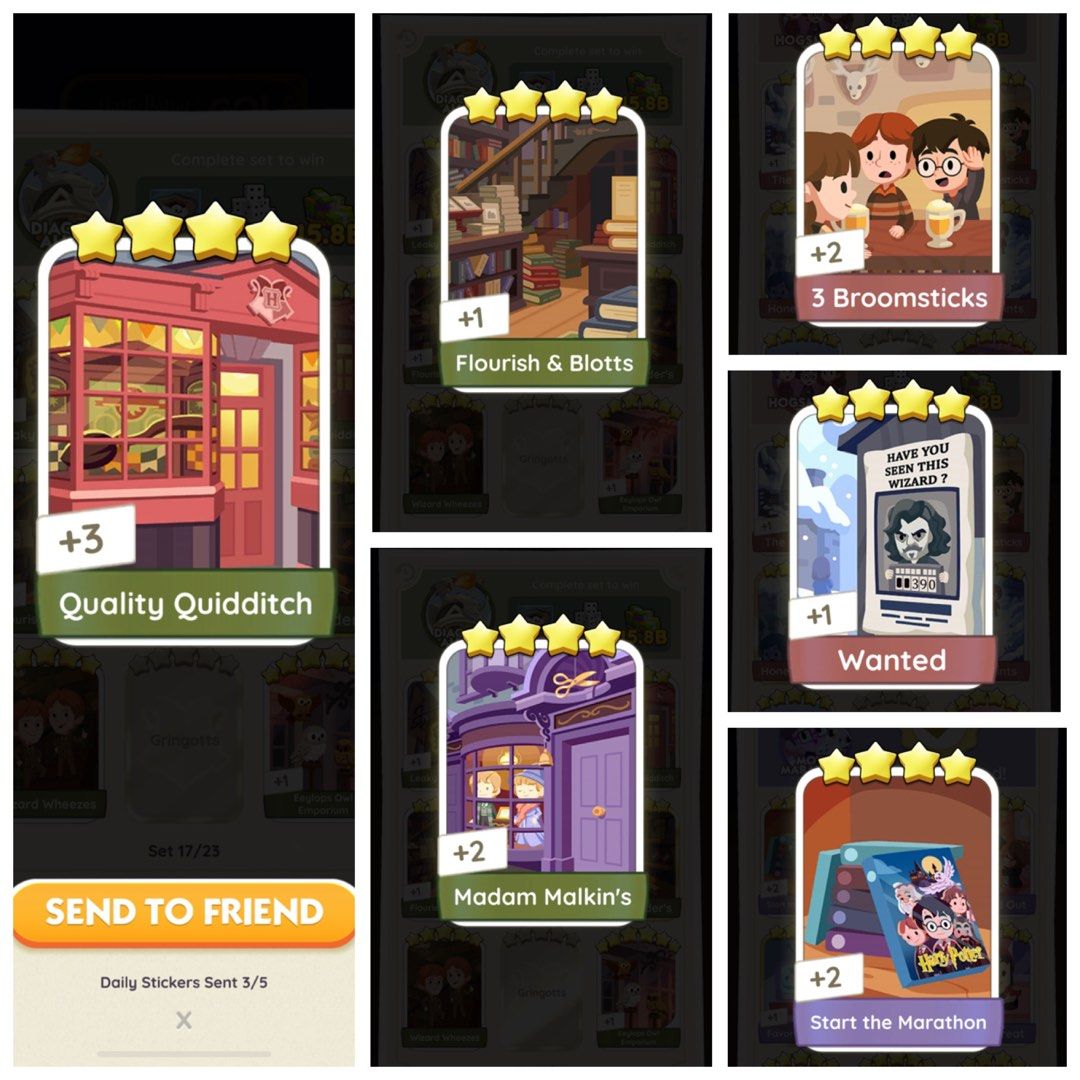 Monopoly Go Harry Potter 4 star Stickers, Hobbies & Toys, Memorabilia ...