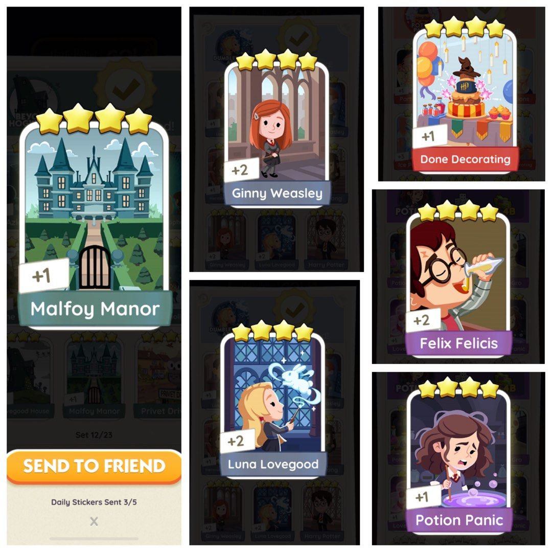 Monopoly Go Harry Potter 4 star Stickers, Hobbies & Toys, Memorabilia ...