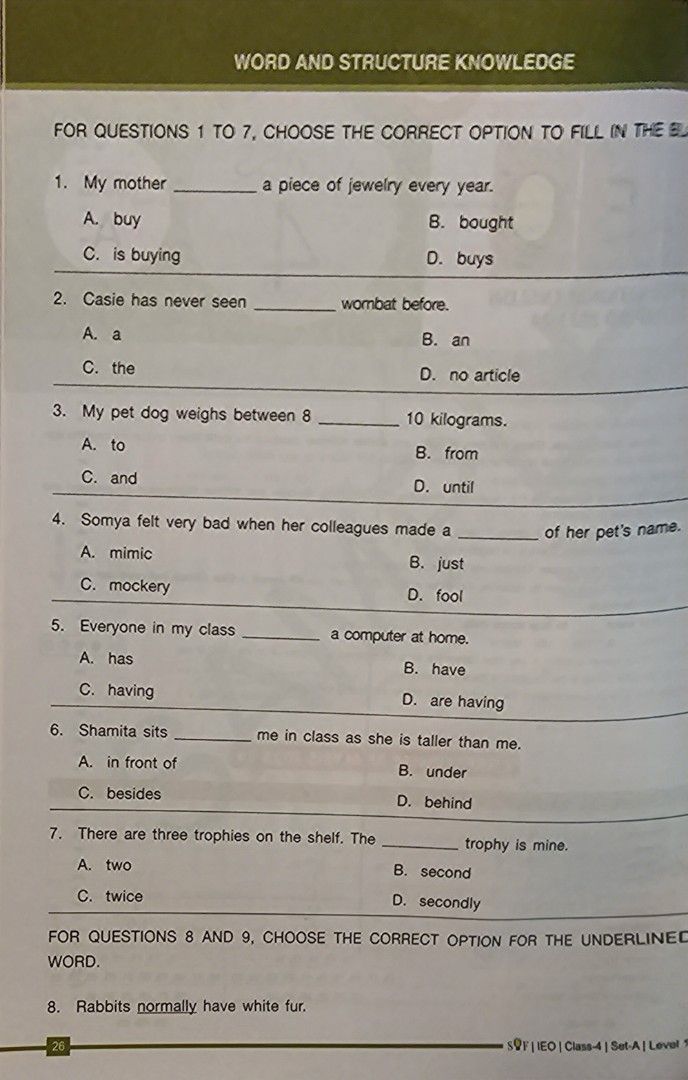MTG English Olympiad Previous Years' Papers - Grade 4, Hobbies & Toys ...