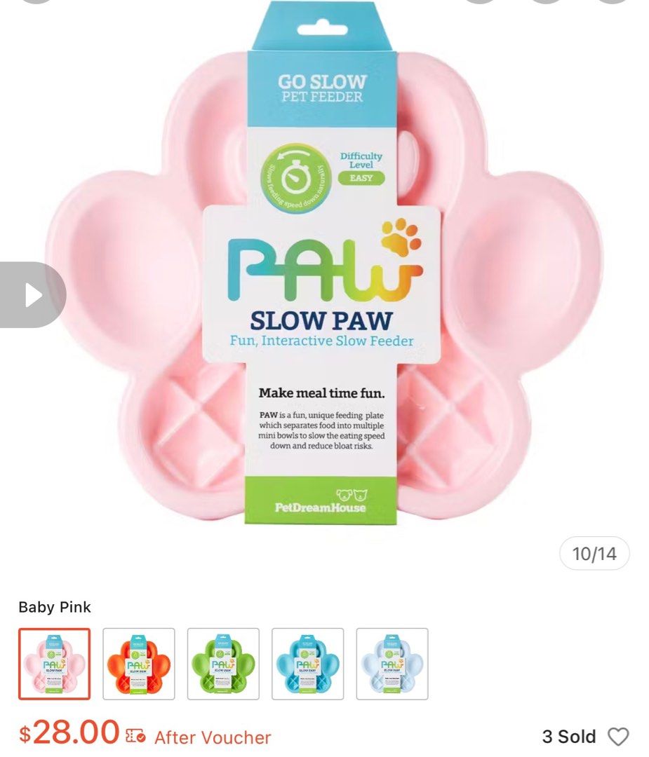 PAW Slow Paw Pet Feeder - Baby Pink, Pet Supplies, Homes & Other Pet ...