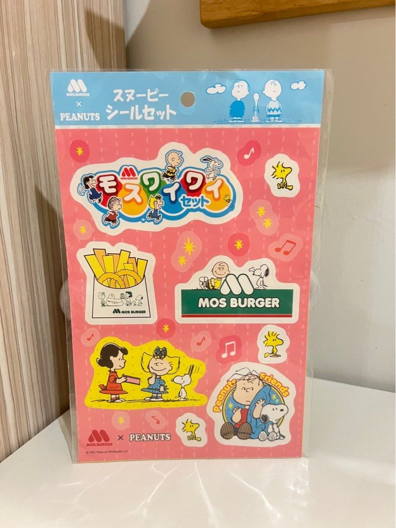 Peanuts Snoopy x Mos Burger Sticker Sheet, Hobbies & Toys, Stationery ...
