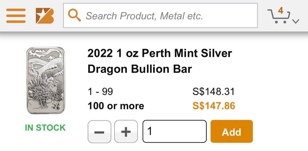 Perth Mint Dragon 1oz Silver Bullion Bar - 2022 & 2024, Hobbies & Toys ...