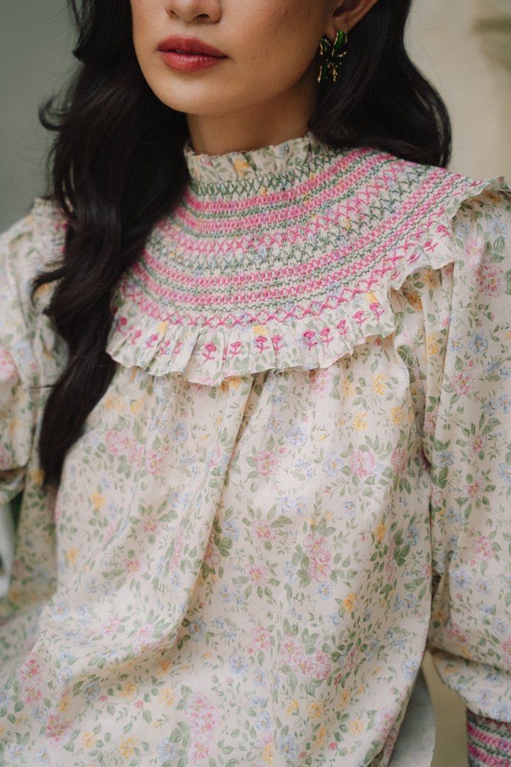 Petit Moi (Size M) Caro Midsummer Pink Floral Cotton Kurung Set Raya ...