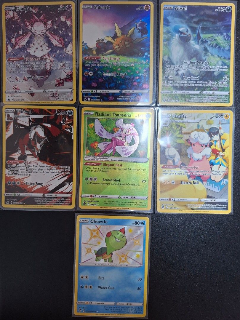Pokemon Crown Zenith/Silver Tempest/Shining Fates Diancie/Solrock/Absol ...