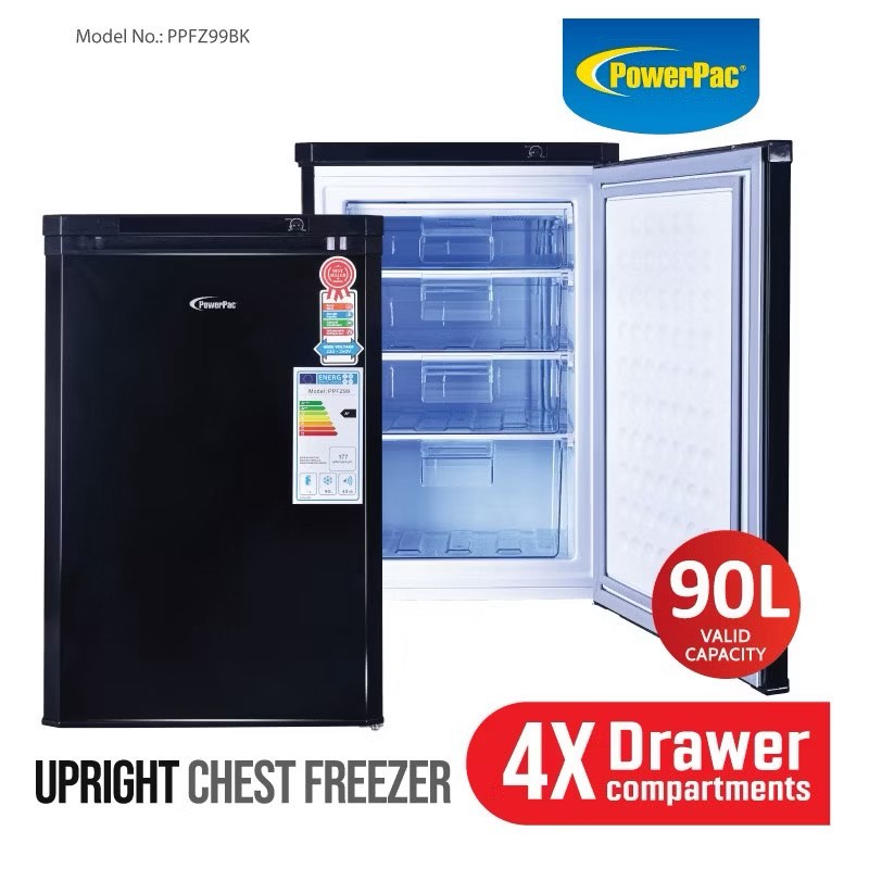 PowerPac Upright Chest Freezer - 90L - PPFZ99BK, TV & Home Appliances ...