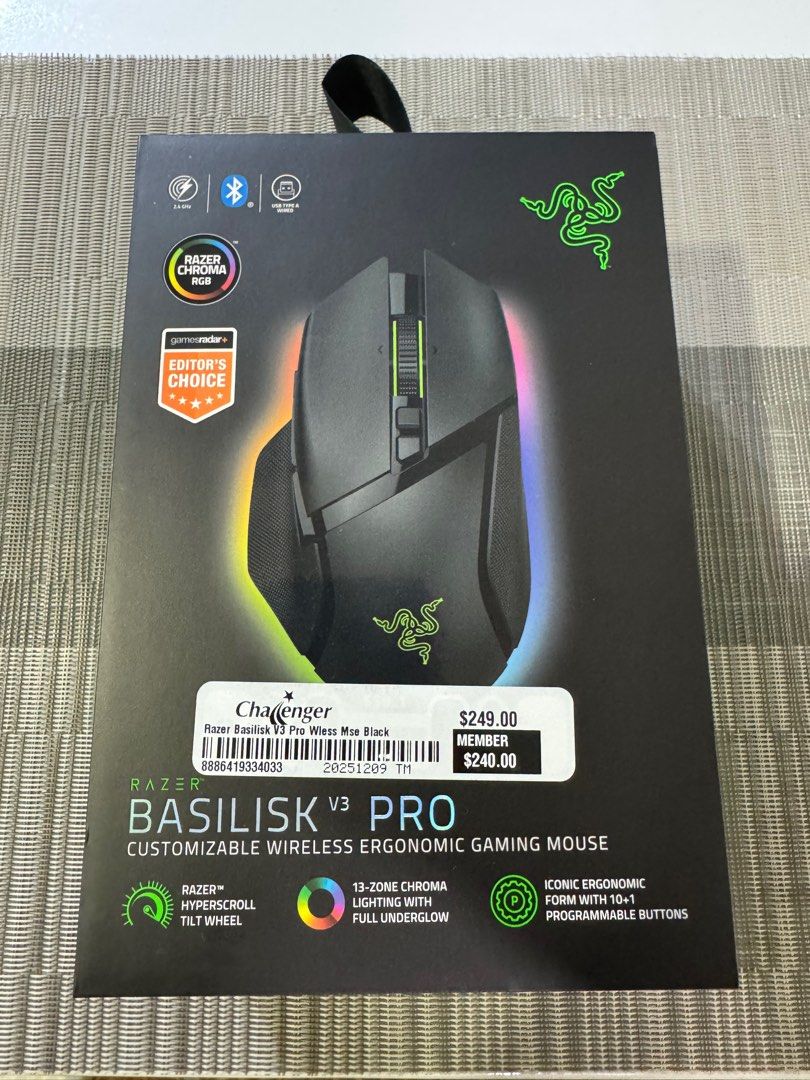 Razer Basilisk V3 Pro Wireless Ergonomic Gaming Mouse, Computers & Tech ...