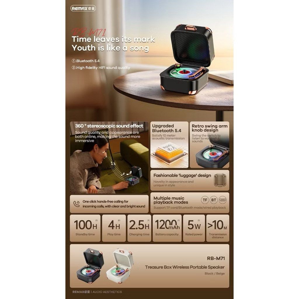 Remax RB-M71 Treasure Box Wireless Portable Speaker, Audio, Soundbars ...