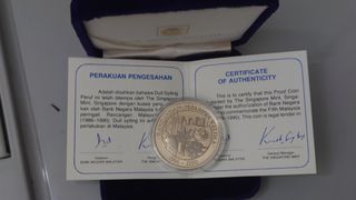 1986 Malaysia 35th Annual conference of PATA RM1 and RM5 silver proof ...