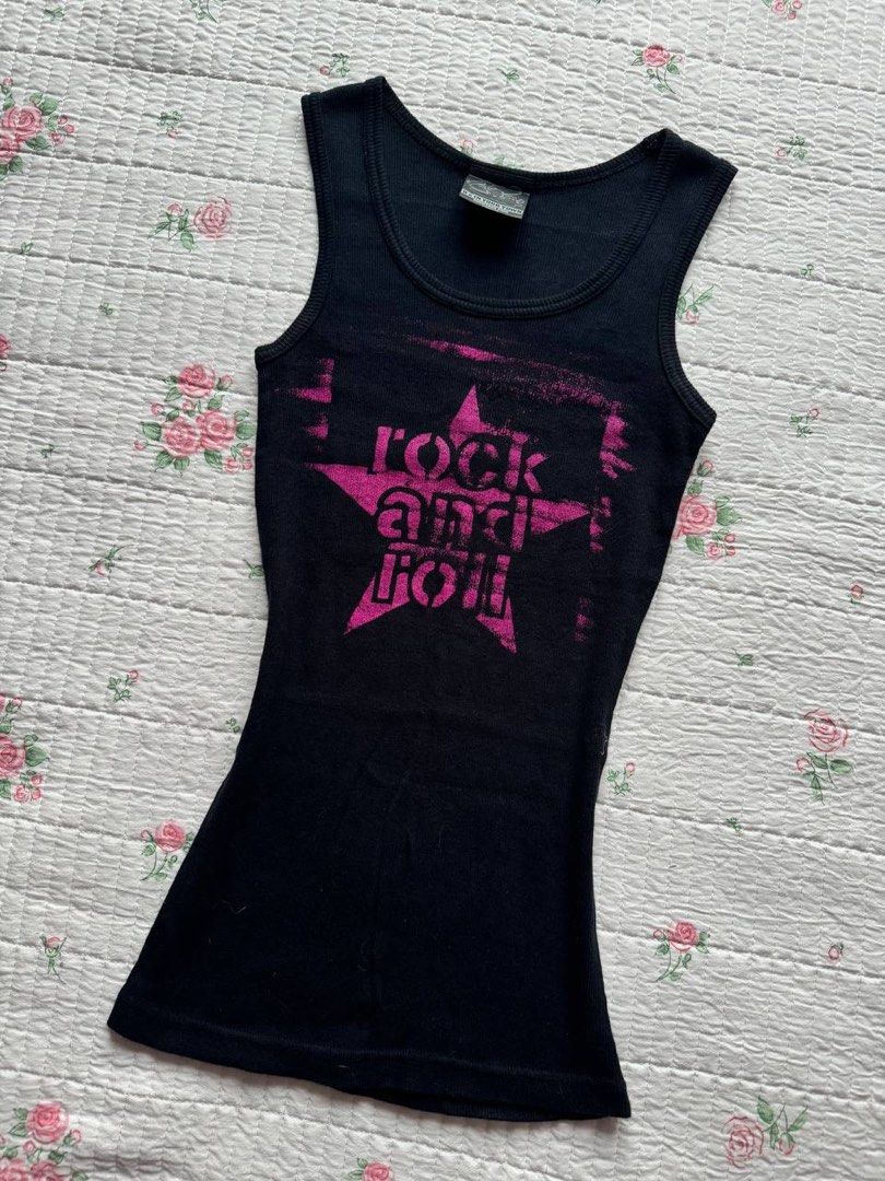 Rock n roll tank, Women's Fashion, Tops, Sleeveless on Carousell