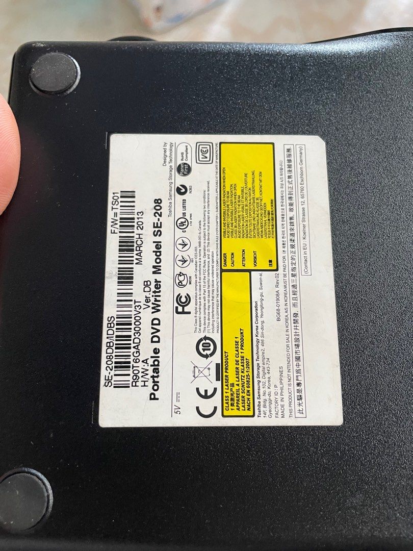 Samsung USB Ultra Slim Portable External DVD Writer Black Model SE-208 ...