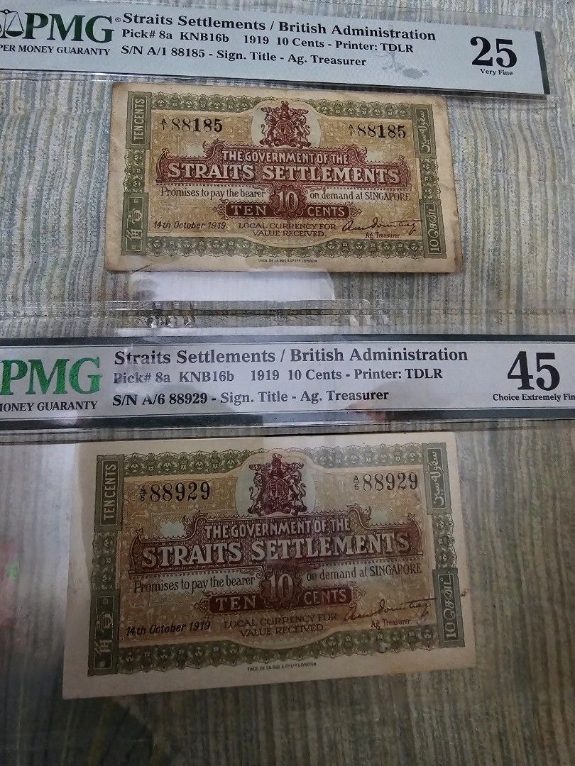 Straits Settlements 10 Cents Banknote 1919, Hobbies & Toys, Memorabilia ...