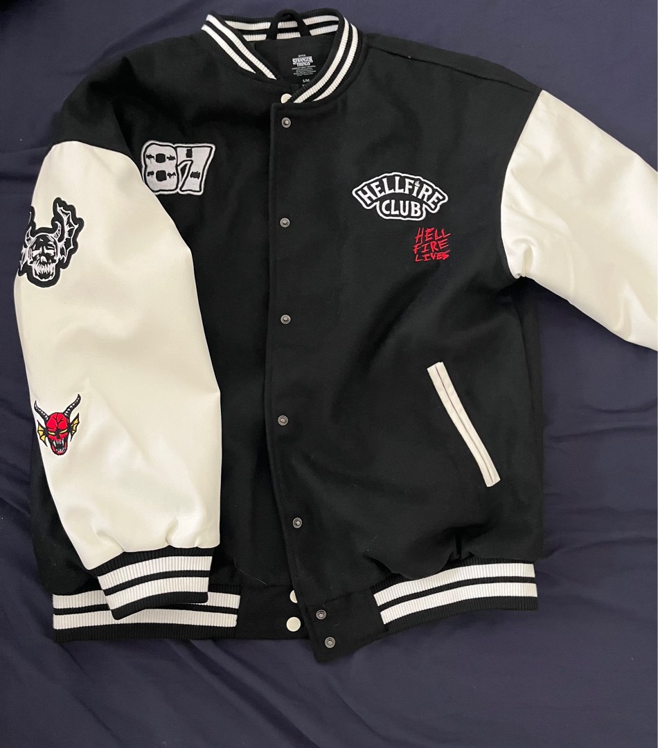 Stranger Things Hellfire Club Bomber Jacket S/M, Men's Fashion, Coats ...