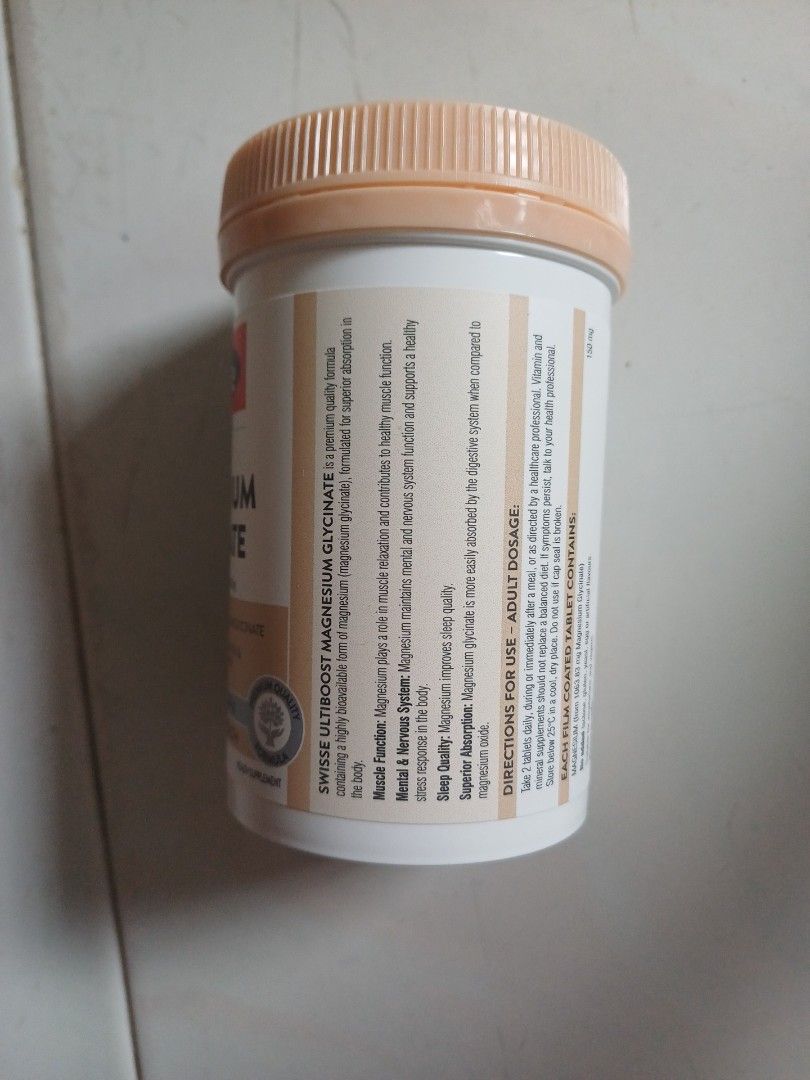 Swisse Ultiboost Magnesium Glycinate 200mg Tablets, Health & Nutrition ...