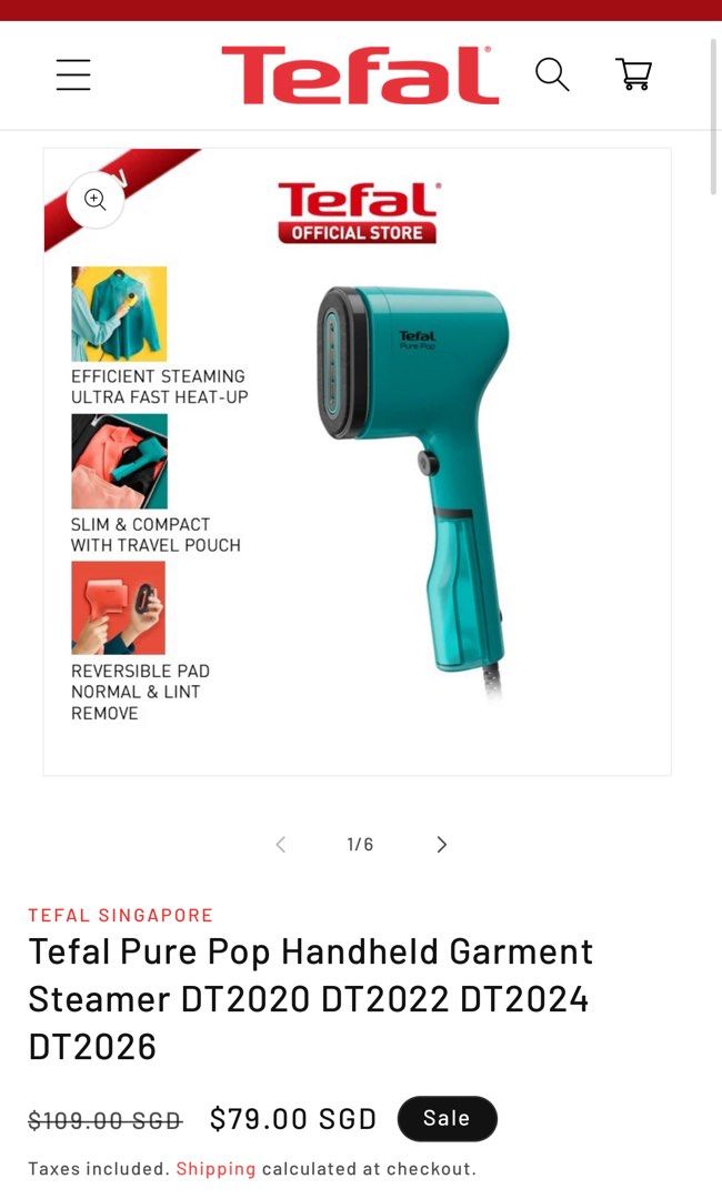 Tefal Pure Pop Handheld Garment Steamer, TV & Home Appliances, Irons ...